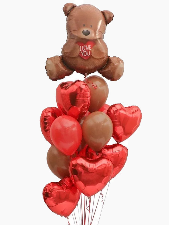 Love Balloon Bouquet | 13-Piece Romantic Celebration Set | Bear ...